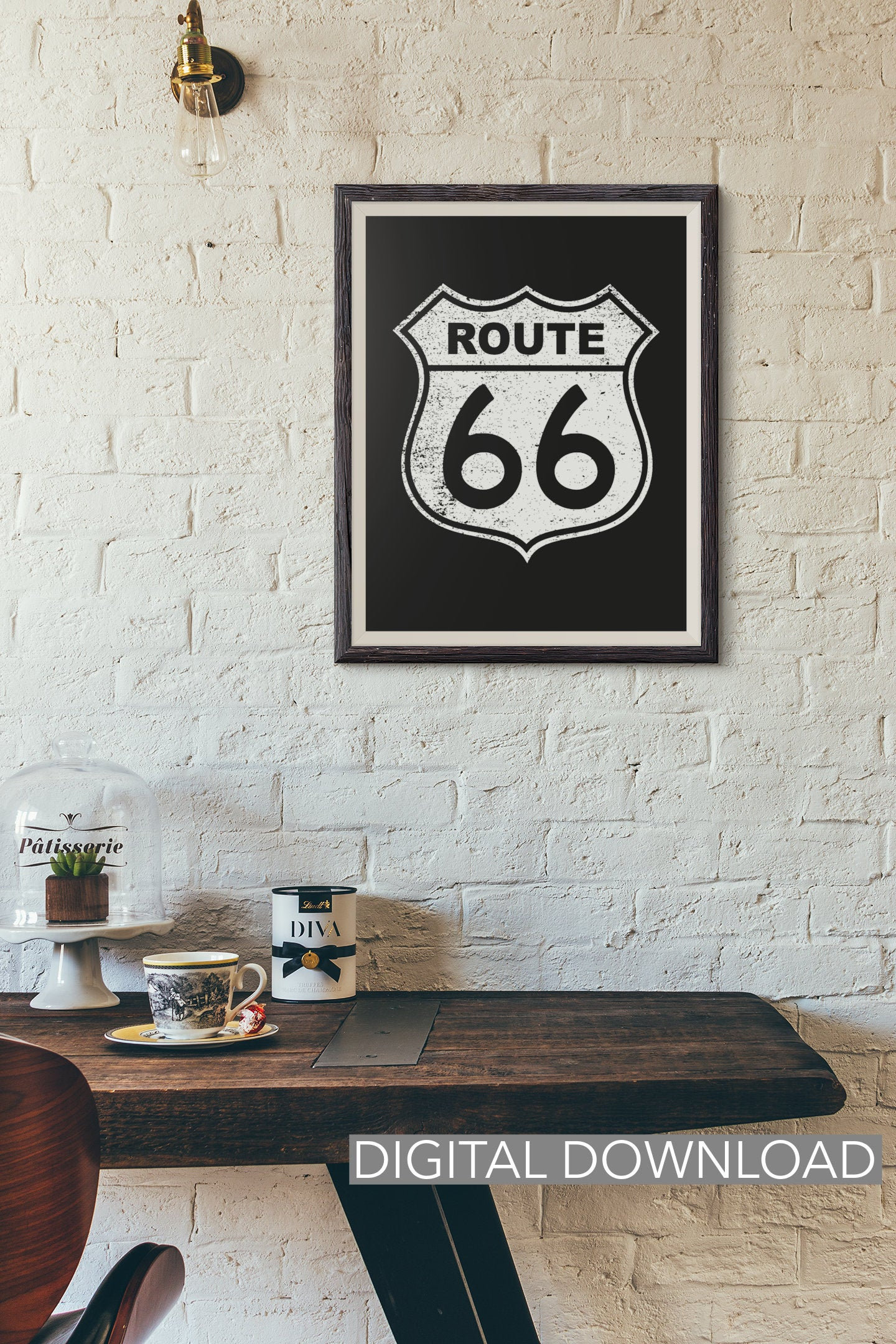 Garage poster Route 66 Vintage Travel poster / Highway Route | Etsy