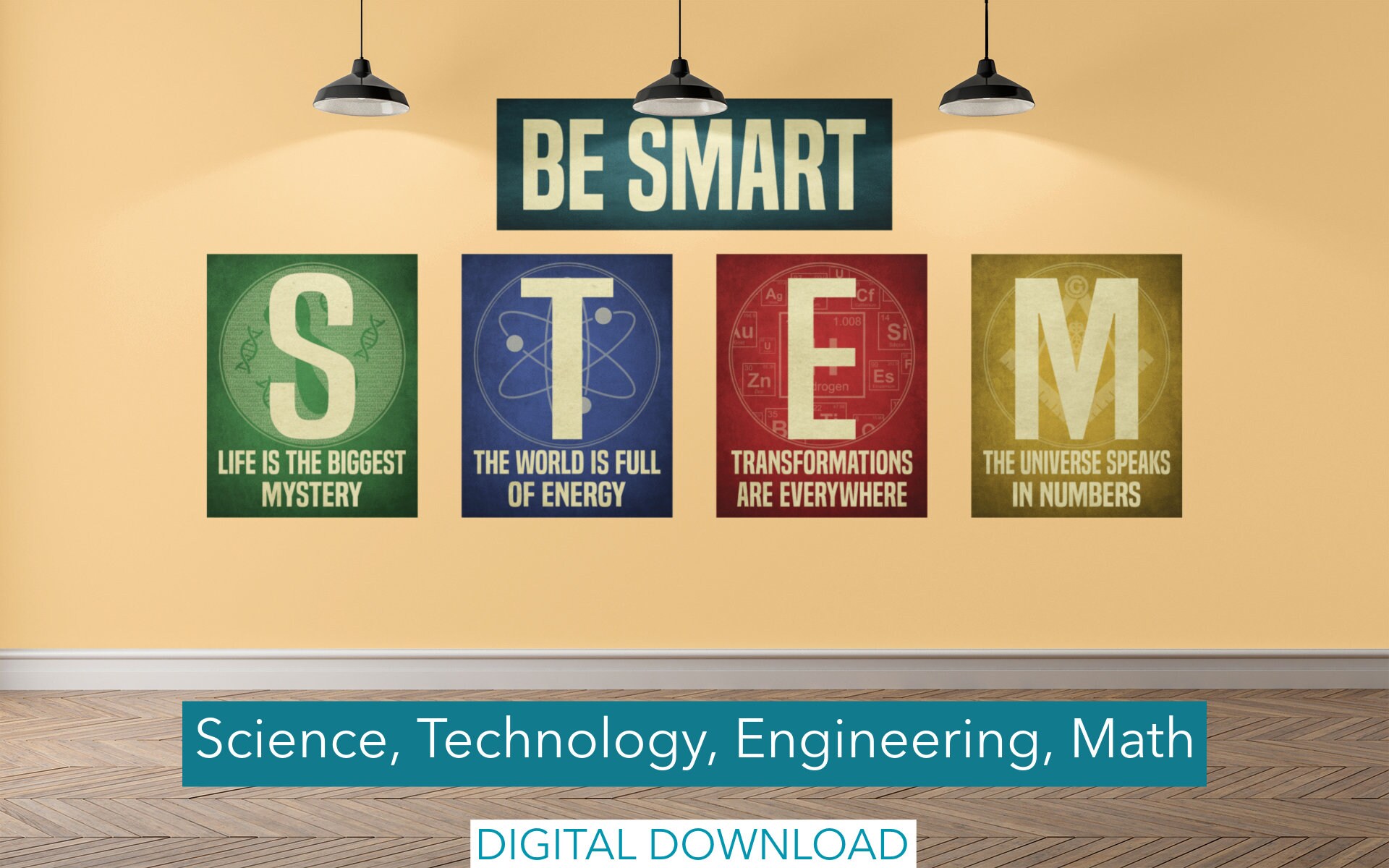 Science Theme Room Stem Posters, Classroom Art STEM for Kids, Science ...