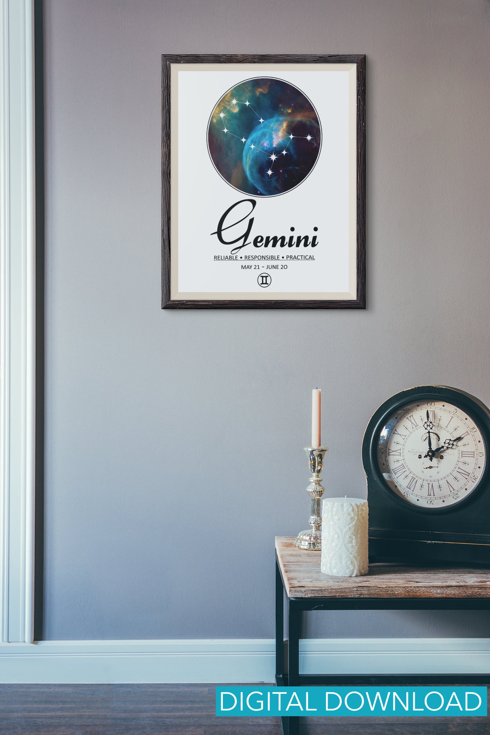 Gemini Print Constellation Art Zodiac Poster Gemini Wall - Etsy