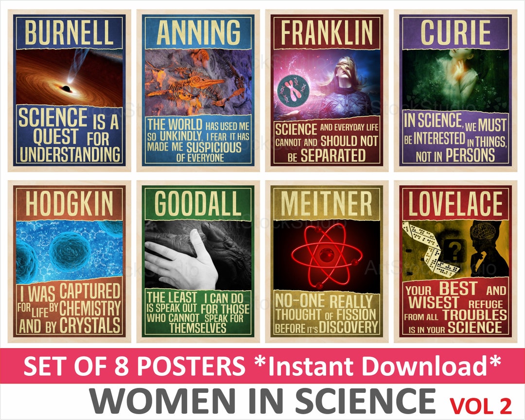 Women in Stem Science Posters, Set of 8 Women in Science Feminine Wall ...