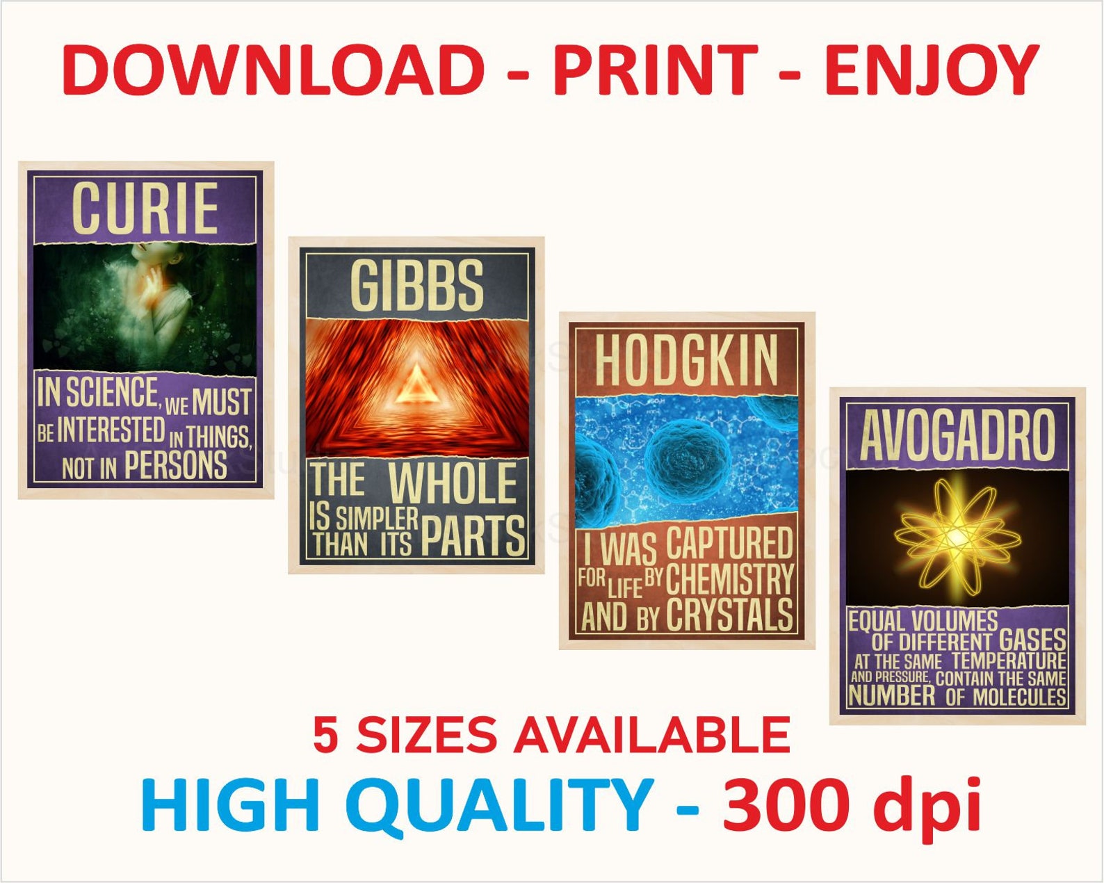 Chemistry Decor | Famous Chemists Printable Posters | Inspiration Quote ...