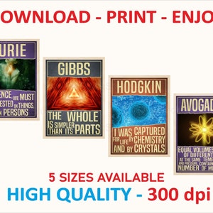 Chemistry Decor | Famous Chemists Printable Posters | Inspiration Quote ...