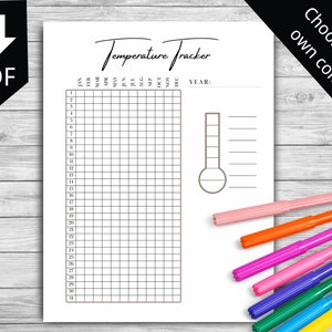 Yearly Temperature Tracker in Pixels, Planner Insert for Lettera4a5 ...