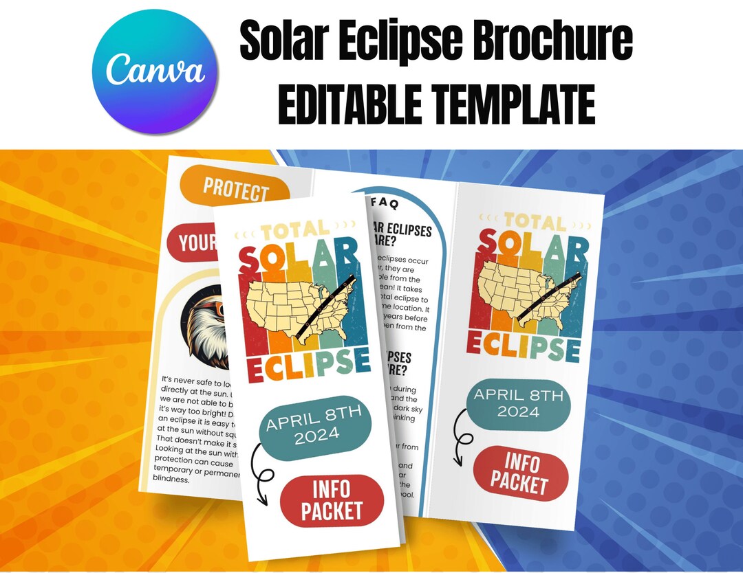 Editable Solar Eclipse Trifold Brochure, Canva Editable Template for ...