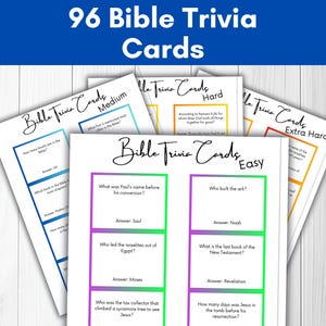 96 Bible Trivia Cards, Christian Game (digital Download) - Etsy
