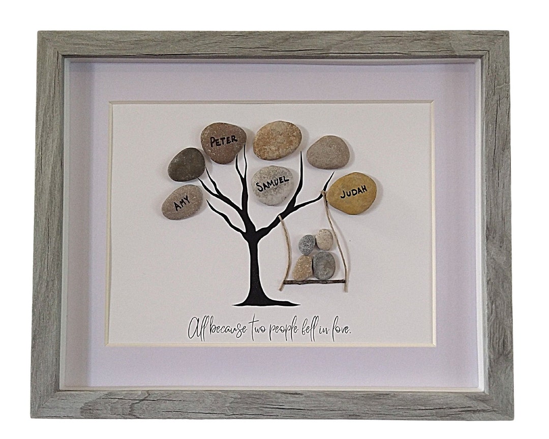 Pebble Art Picture family Tree 8x10 Personalized - Etsy