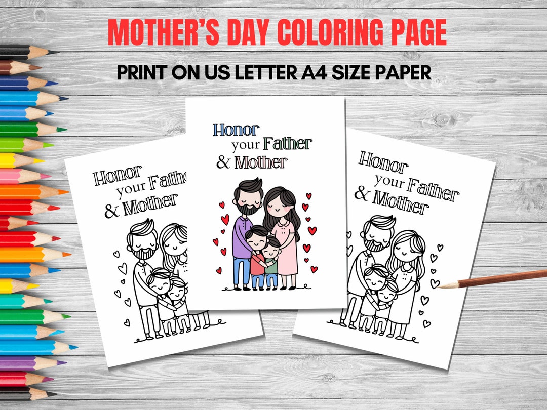 Mother's & Father's Day Coloring Page Sheet Printable for Kids ...