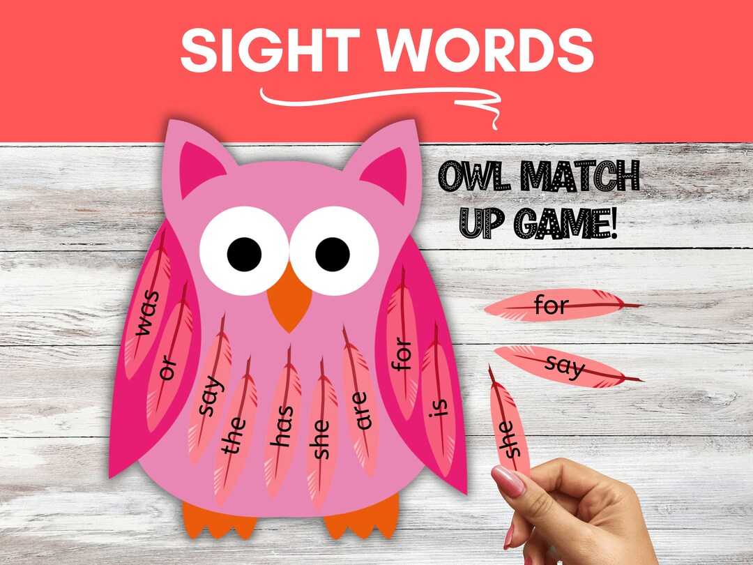 Sight Words Game Owl Match up Printable for Kids, Worksheet & Activity ...