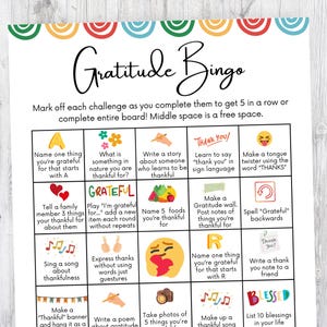 Gratitude Bingo Challenge Fun Kids Game & Printable Worksheets for ...