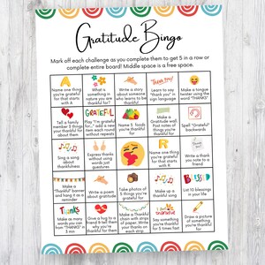 Gratitude Bingo Challenge Fun Kids Game & Printable Worksheets for ...