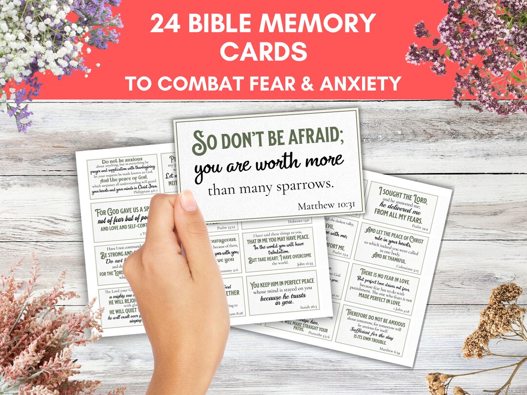 Unafraid Bible Memory Verse Cards Printable, Overcome Anxiety ...