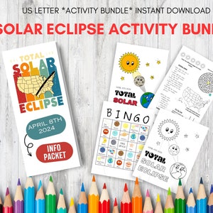 Solar Eclipse Party Activity Pack for Kids, Printable Eclipse Coloring ...