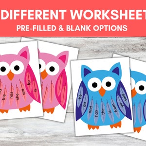Sight Words Game Owl Match up Printable for Kids, Worksheet & Activity ...