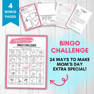 Mother's Day Bingo Challenge, Printable Worksheet for Kids, Mother's ...