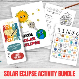 Solar Eclipse Party Activity Pack for Kids, Printable Eclipse Coloring ...