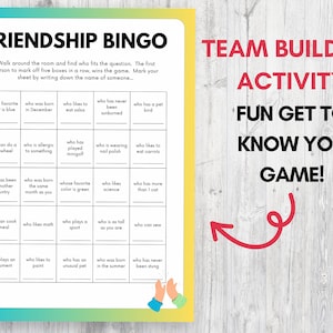 Friendship Bingo Printable Worksheet for Homeschooler, Get to Know You ...