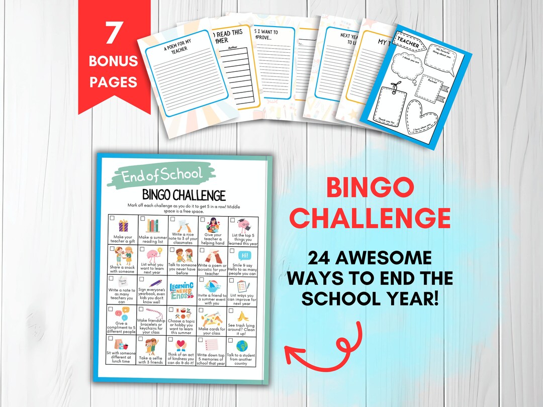 End of School Bingo Challenge to Make the Best Day Ever, Printable ...
