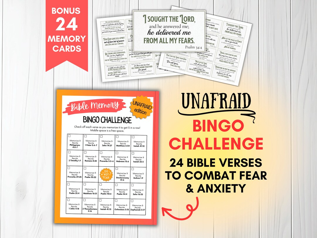 Unafraid Bible Memory Verse Bingo Challenge Printable - Etsy