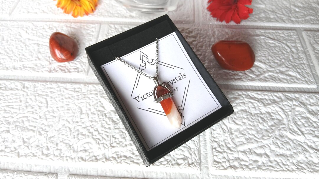 Colar com pingente de cornalina, joia de cornalina exclusiva - Etsy ...