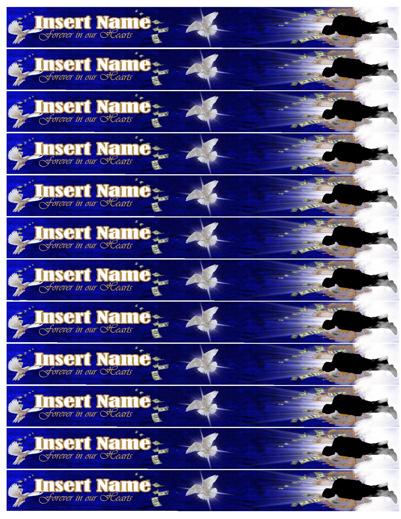 Sublimation Rest in Peace Ribbons, Memorial Ribbon Template Photoshop ...