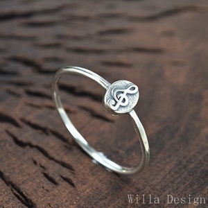 925 Silver Treble Clef Ring - Etsy