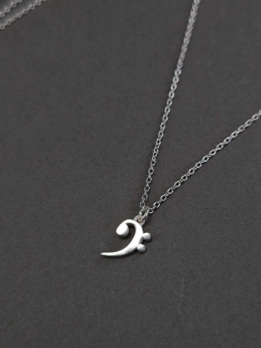 Silver Bass Clef Necklace: 925 Sterling Silver, Music Symbol Jewelry - Etsy