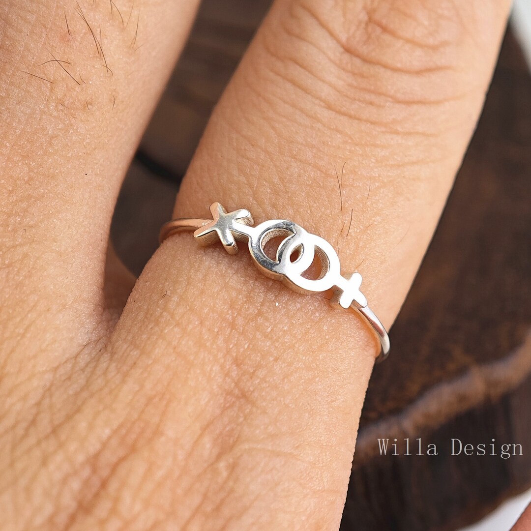 Silver Female Symbol Ring,venus Sign Ring,non Binary Symbol Necklace ...