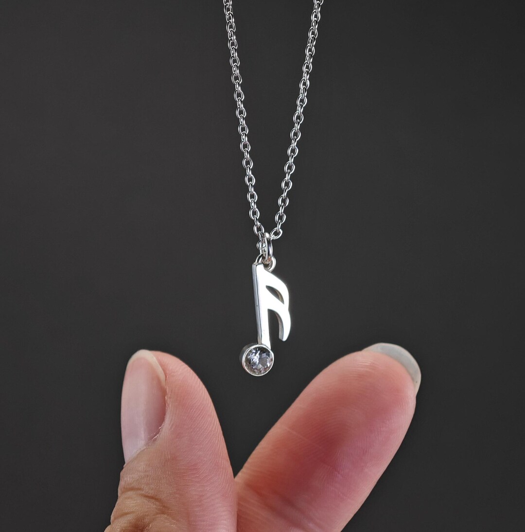 Silver Sixteenth Note Necklace,musician Necklace,custom Birthstone ...