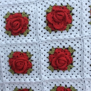 CROCHET PATTERN Rose ‘and’ Square, Crochet Rose Pattern. US Terms ...
