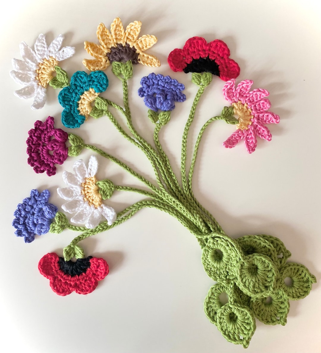 CROCHET PATTERN, 3 Wild Flower Bookmarks Pdf Pattern, US Terms (english ...