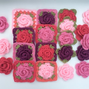 CROCHET PATTERN Rose ‘and’ Square, Crochet Rose Pattern. US Terms ...