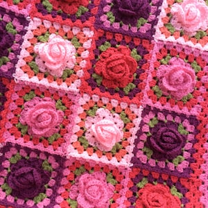 CROCHET PATTERN Rose ‘and’ Square, Crochet Rose Pattern. US Terms ...