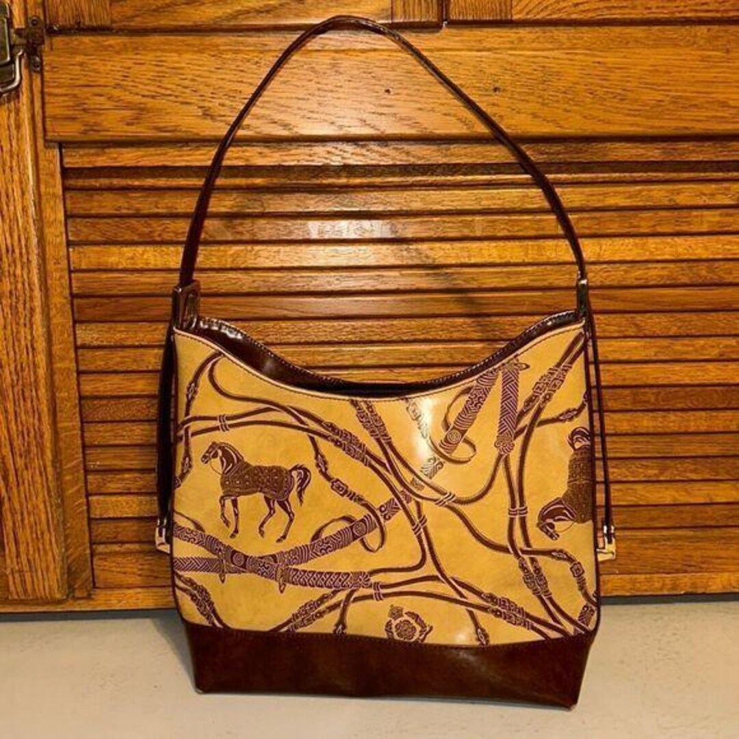 Talja Handcrafted Italian Leather Horse Print Shoulder Bag VTG - Etsy