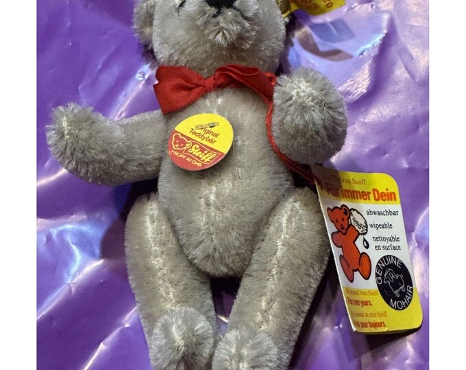 Steiff Genuine Mohair Teddy Bear Plush Toy With Red Bow - Etsy