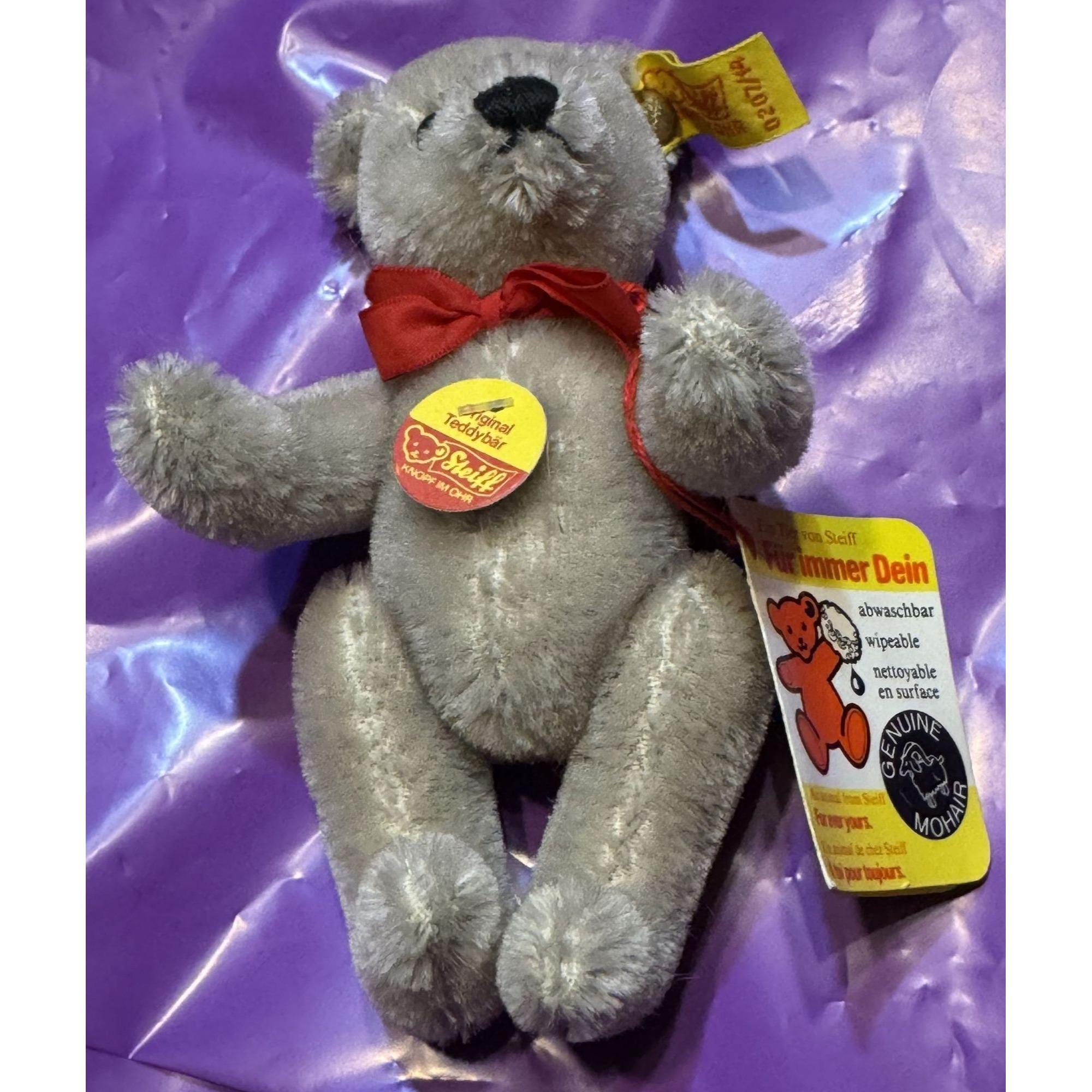 Steiff Genuine Mohair Teddy Bear Plush Toy With Red Bow - Etsy