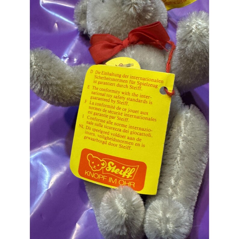 Steiff Genuine Mohair Teddy Bear Plush Toy With Red Bow - Etsy