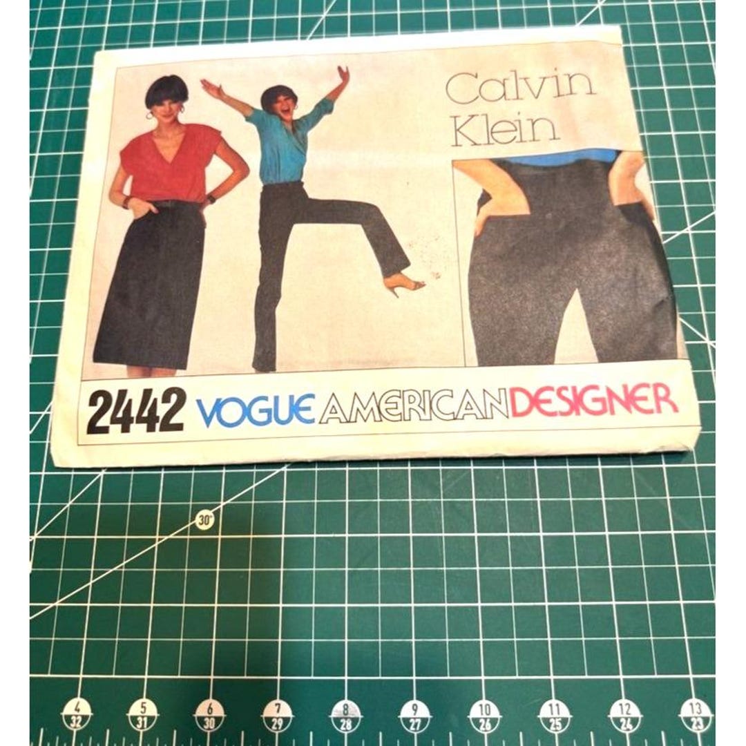 Vogue American Designer 2442 Calvin Klein Pattern Jeans Skirt Size 16 ...