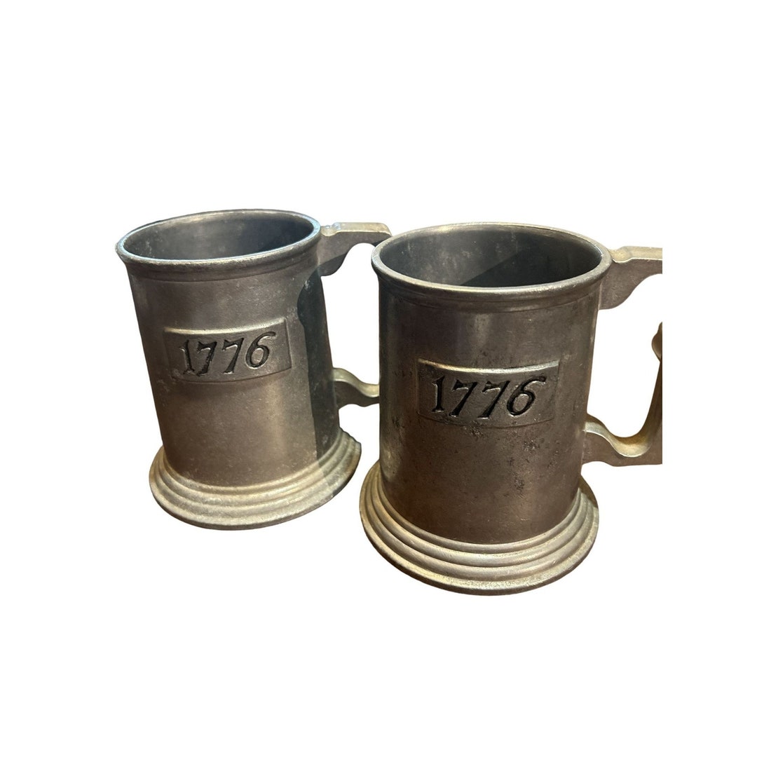 Vintage Pewter Beer Mugs With 1776 Engraving - Set of 2 - Colonial ...