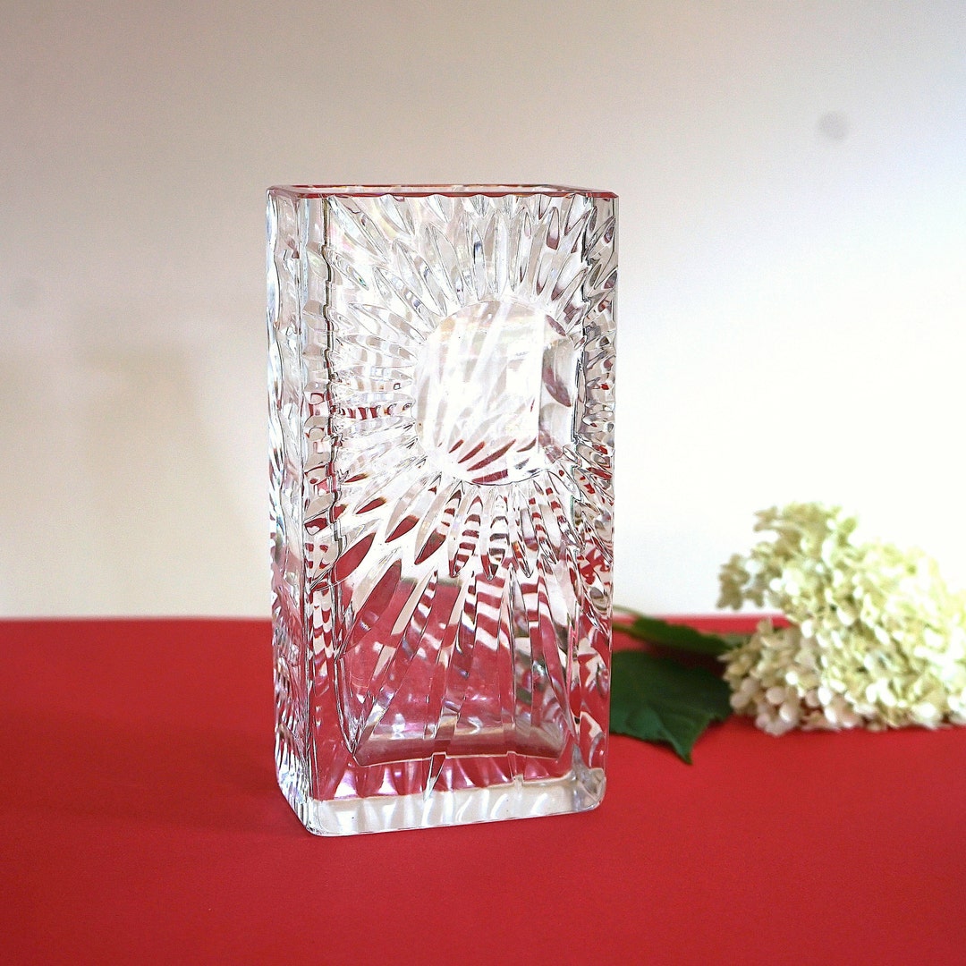 Vintage Lead Crystal Glass Vase Graphic Pattern 60s - Etsy