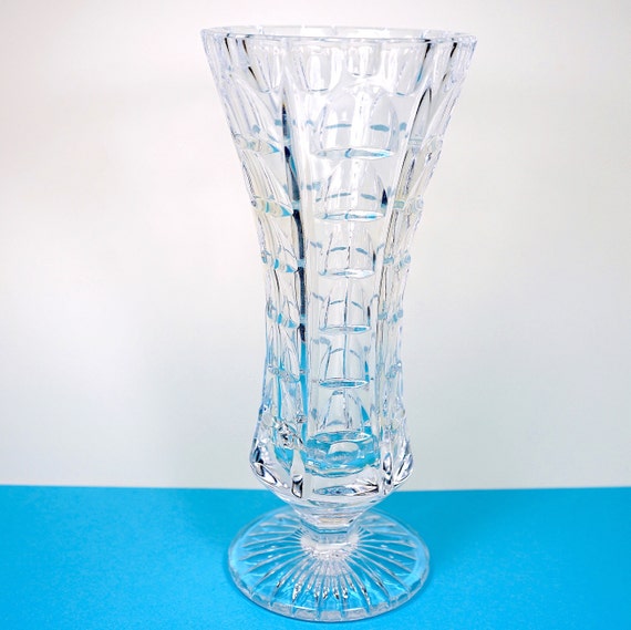 Vintage Lead Crystal Glass Vase Graphic Pattern 60s - Etsy