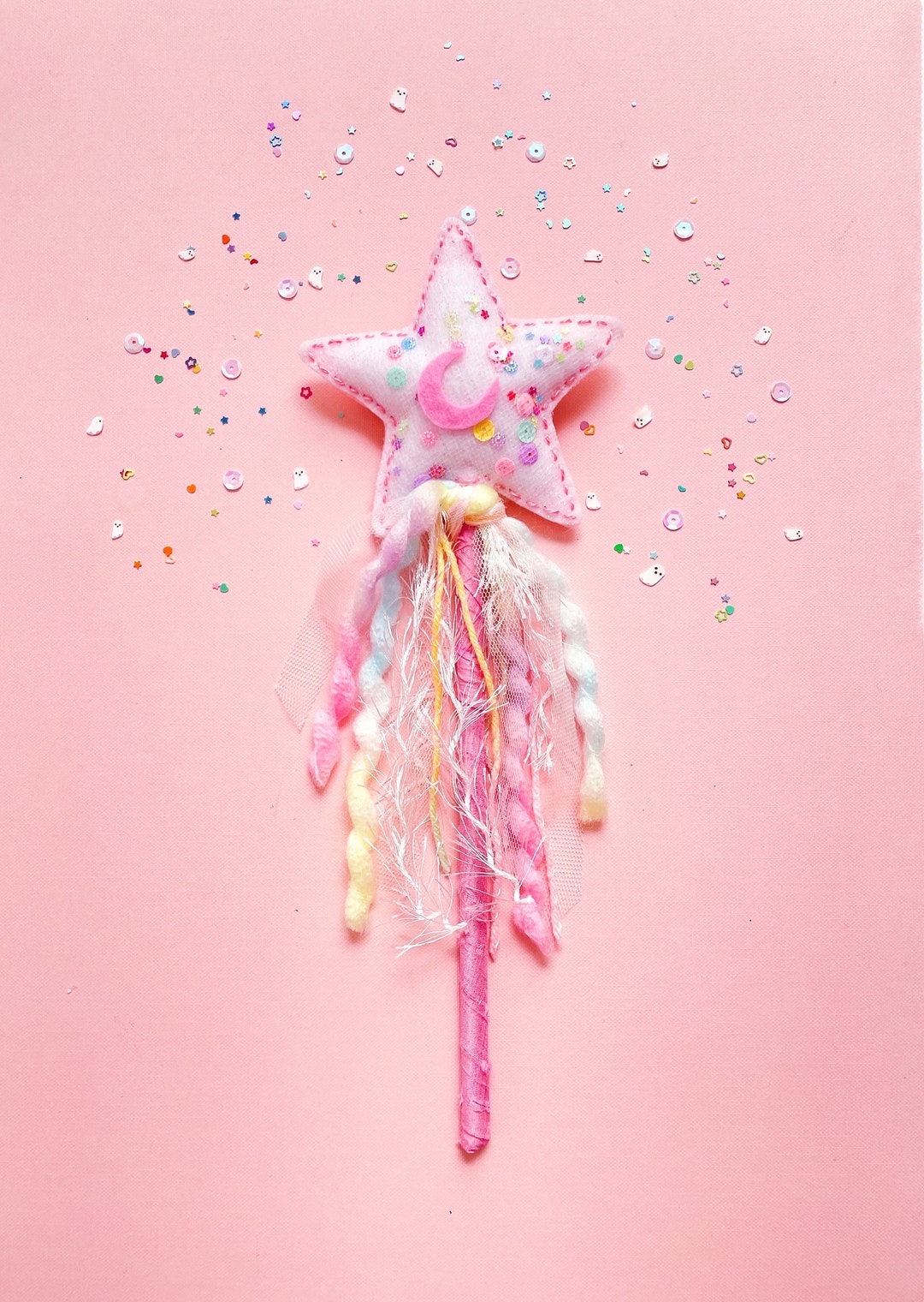 Pink Sparkle Star Wand Rainbow Star Wand Wishing Wand Glitter Wand ...