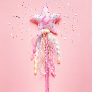 Pink Sparkle Star Wand Rainbow Star Wand Wishing Wand Glitter Wand ...