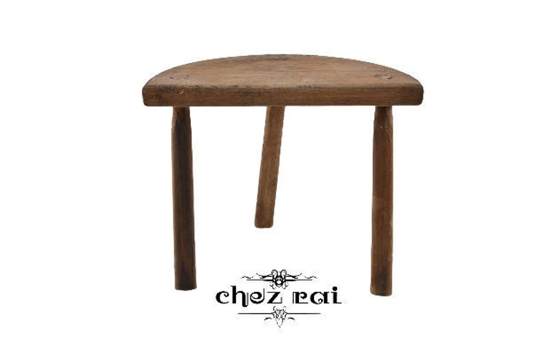 Vintage French Crude Wonky Handmade Wooden Stool Plant Stand Tabouret ...