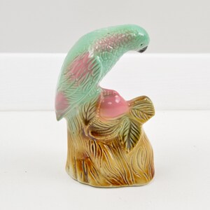 Vintage Ceramic Parrot Parakeet Figurine Ornament Made in Brazil ...