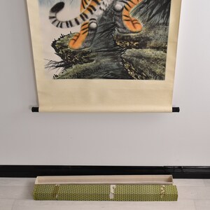 Vintage Large Asian Scroll Vertical Tiger Wall Hanging Wall Décor Asian ...