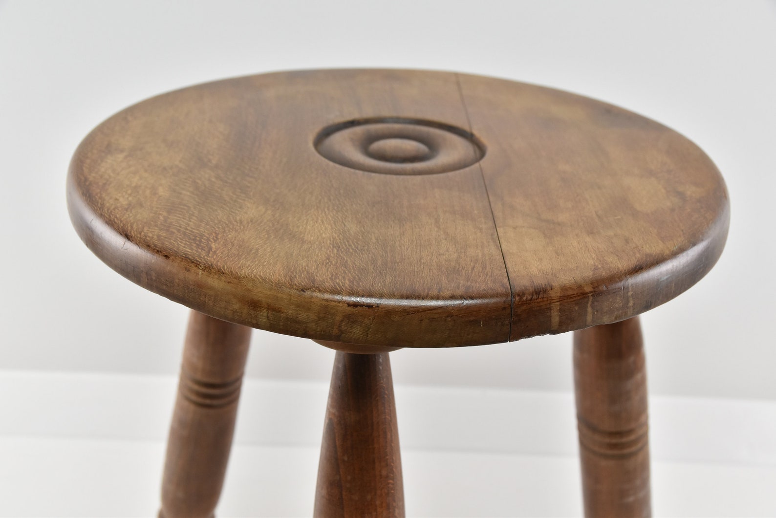Vintage French 21" Beautiful Heavy Hardwood Large Stool Small Table ...