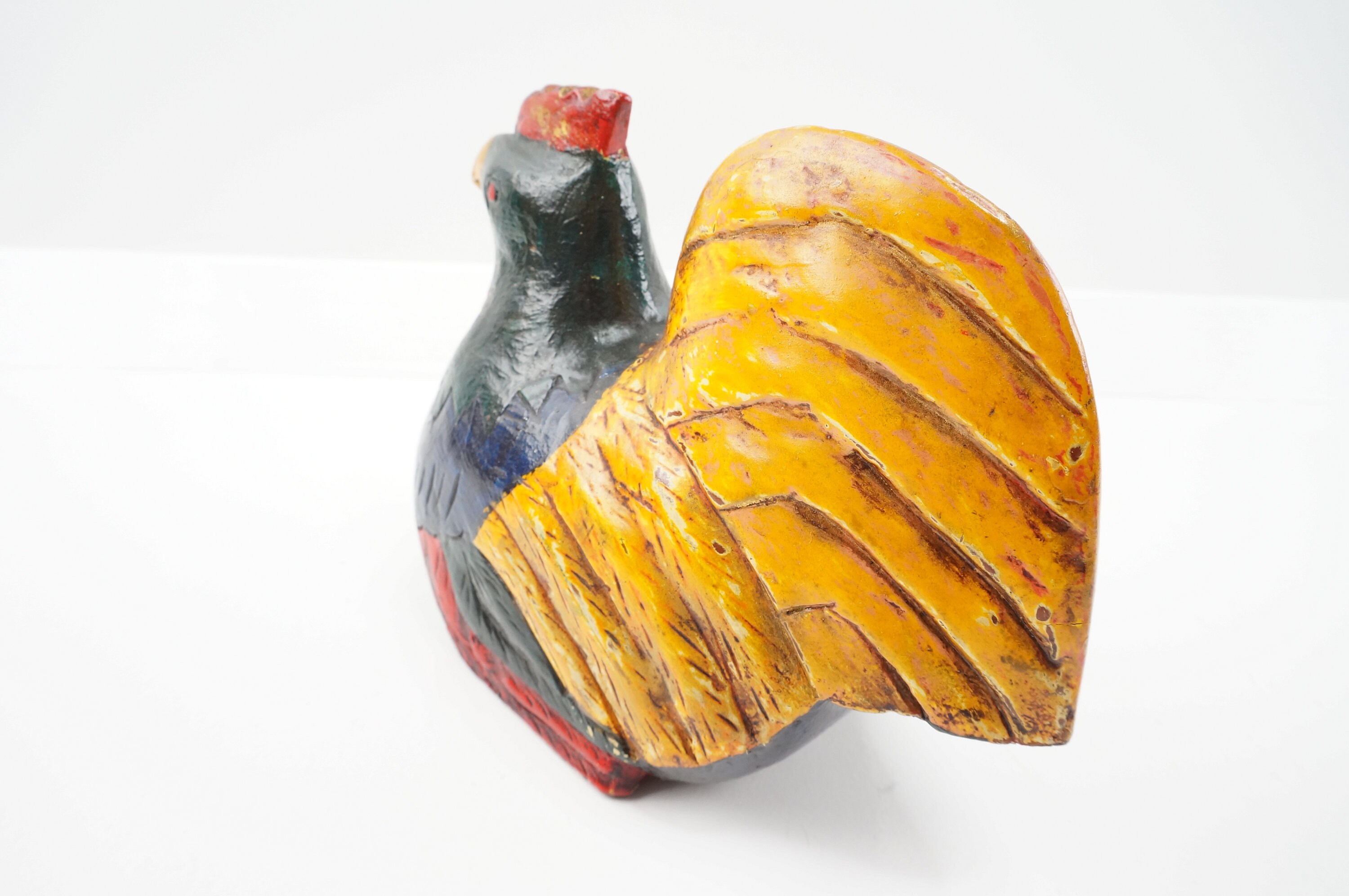 Vintage Carved Wooden Chicken Bird Statue Primitive Figurine Wood Shelf ...