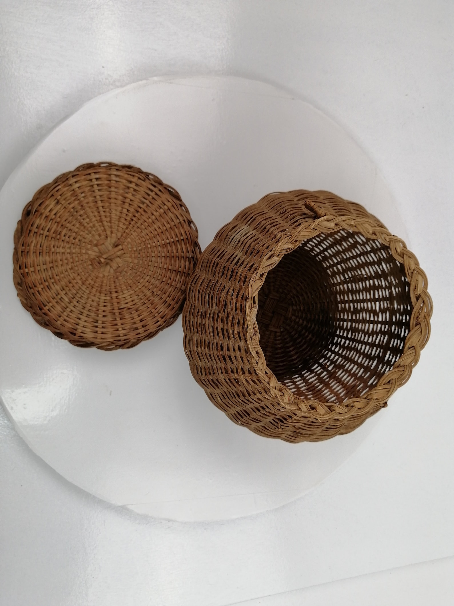 Vintage Cute Small Wicker Box With Lid Storage Holder - Etsy