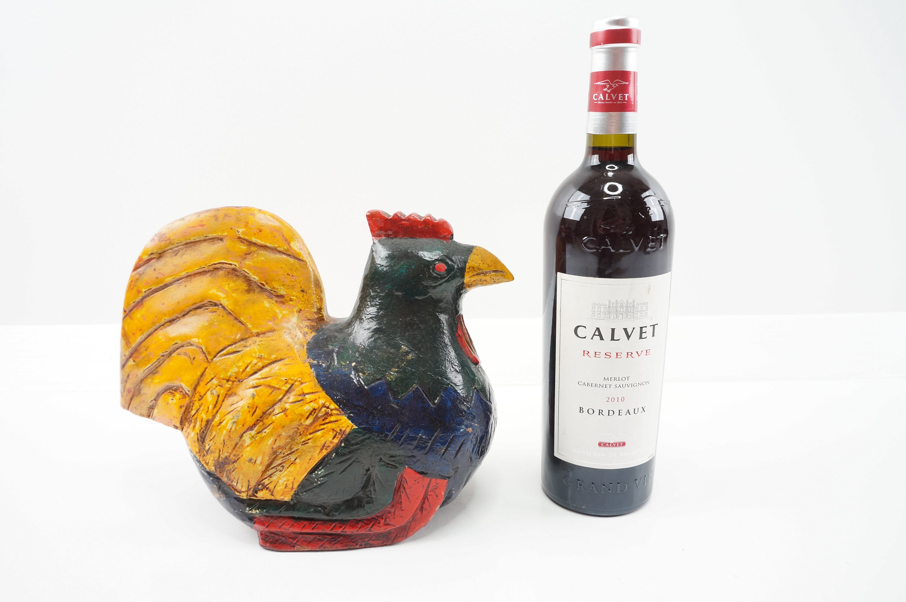Vintage Carved Wooden Chicken Bird Statue Primitive Figurine Wood Shelf ...