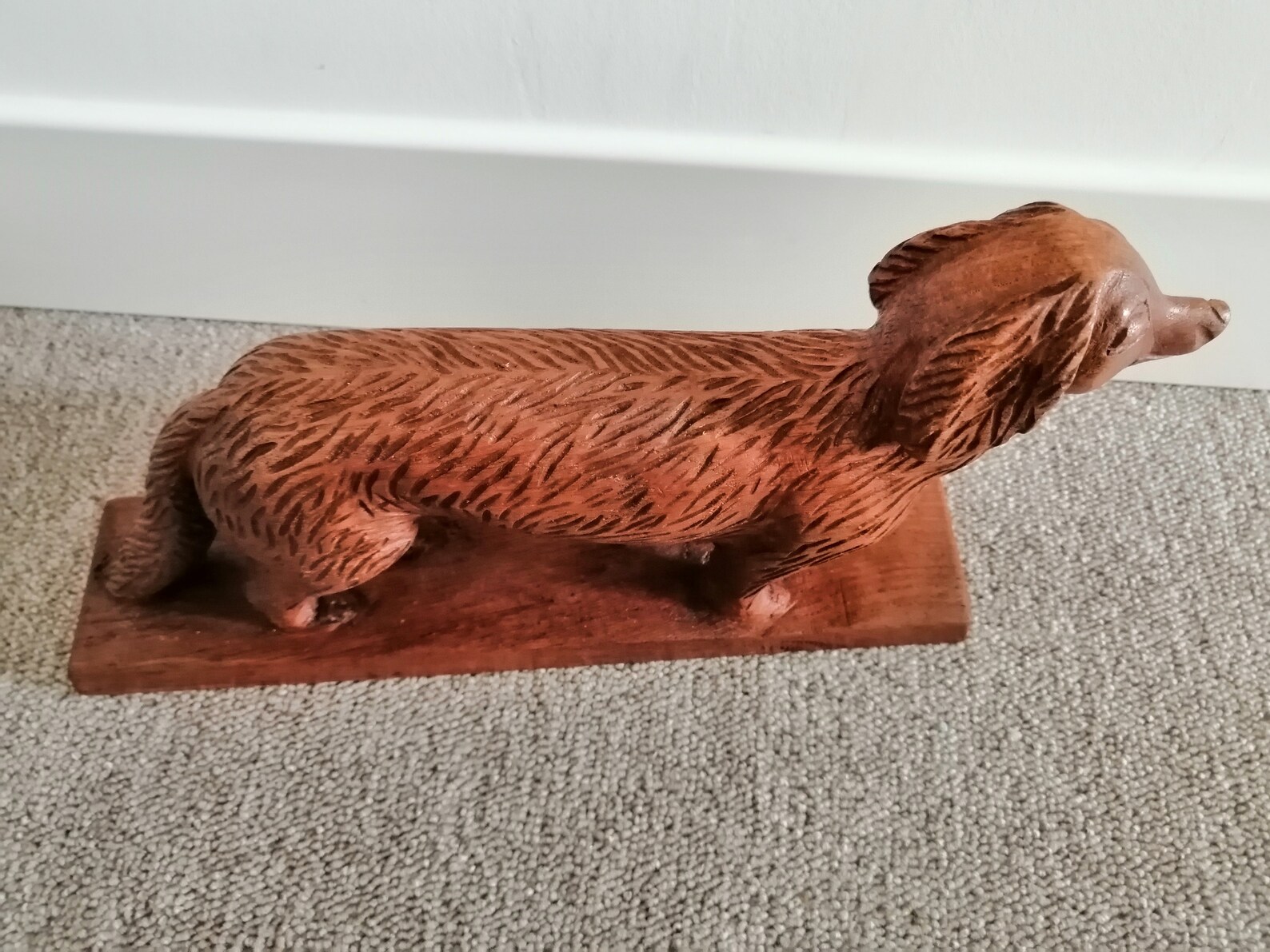 Vintage Wooden Sculpture Wood Dog Figurine Dog Figure Statue Shelf ...